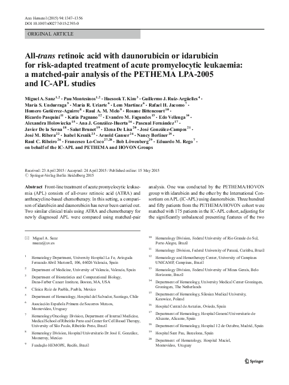 (PDF) All-trans retinoic acid with daunorubicin or idarubicin for risk ...