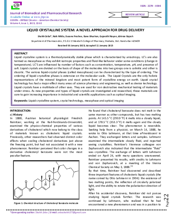 (PDF) Liquid Crystalline System