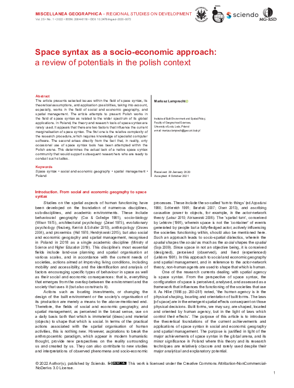 (PDF) Space syntax as a socio-economic approach: a review of potentials ...