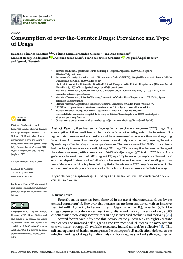 (PDF) Consumption of over-the-Counter Drugs: Prevalence and Type of Drugs
