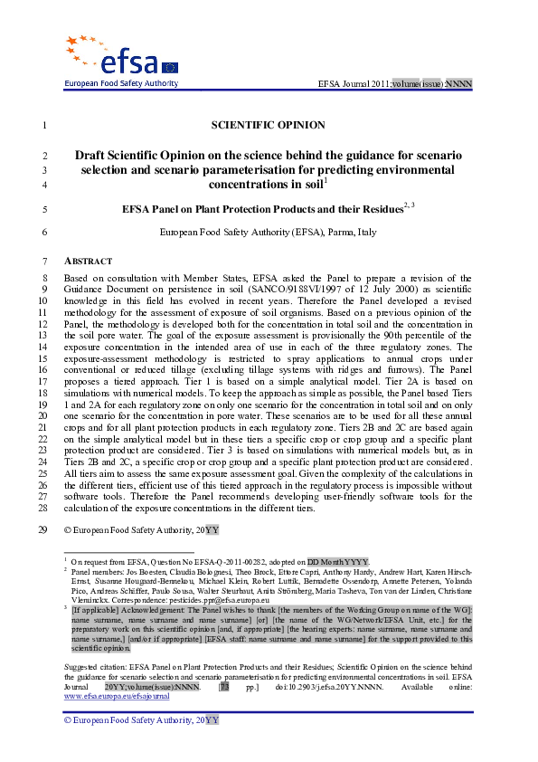 (PDF) Draft Scientific Opinion on the science behind the guidance for ...