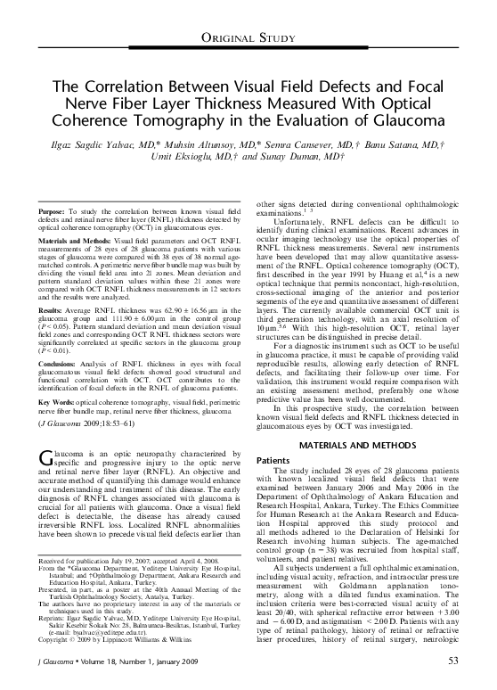 (PDF) The Correlation Between Visual Field Defects and Focal Nerve Fiber Layer Thickness ...