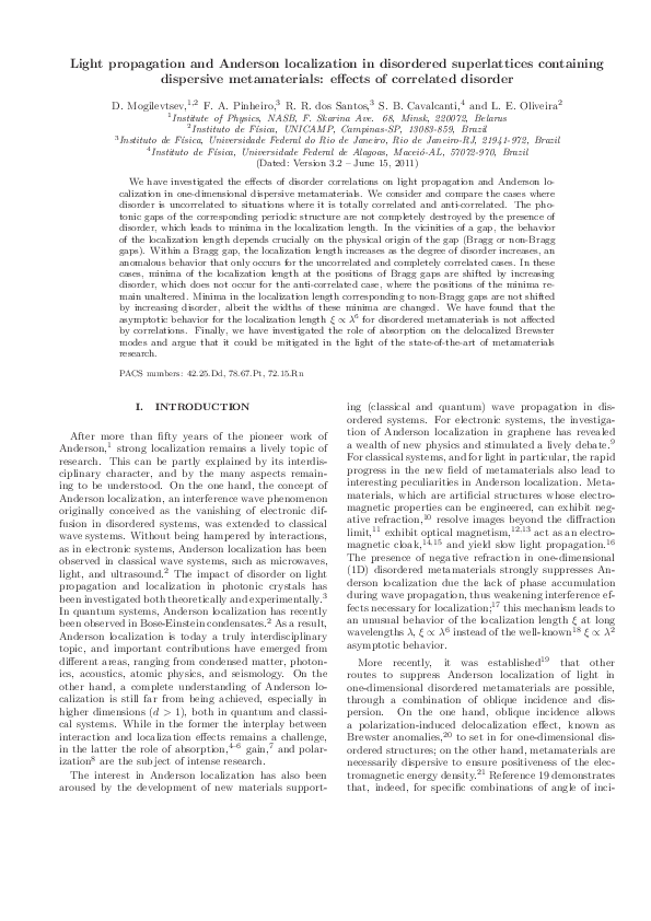 Pdf Light Propagation And Anderson Localization In Disordered