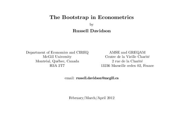 (PDF) The Bootstrap in Econometrics