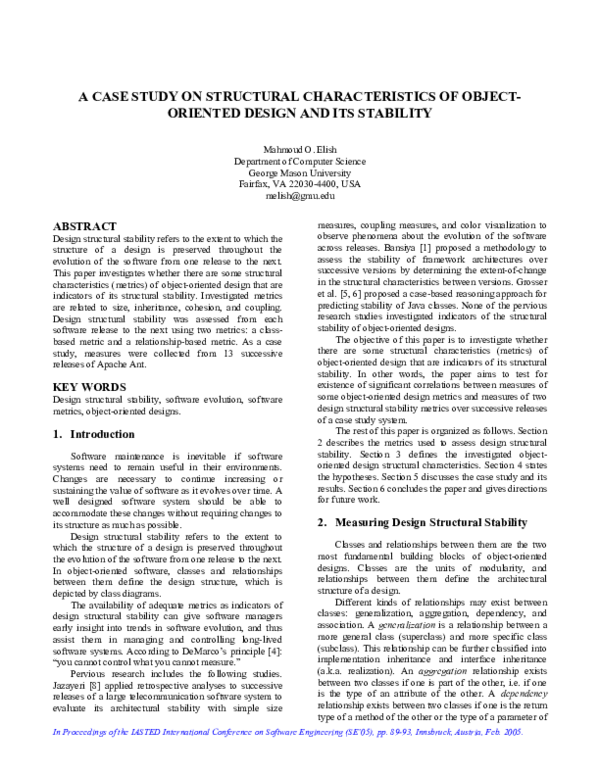 (PDF) A case study on structural characteristics of object-oriented ...