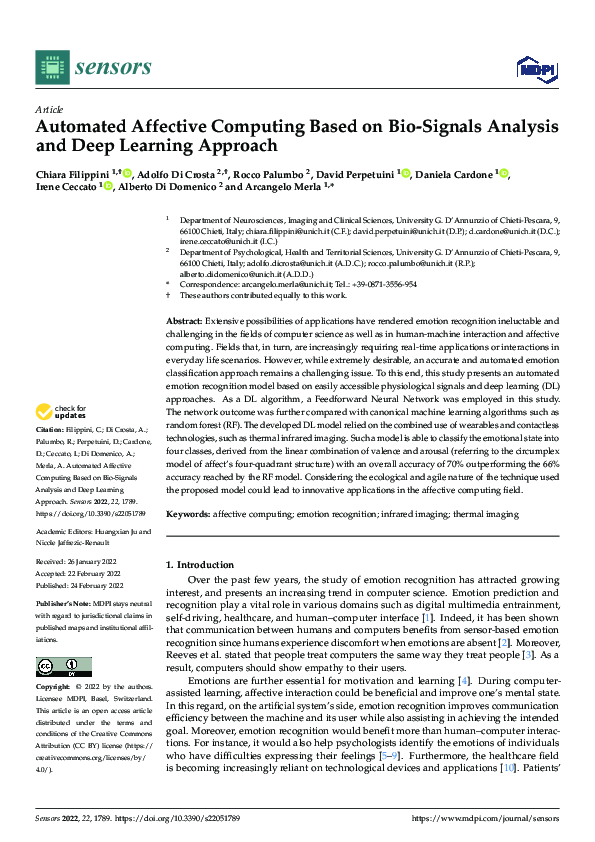 (PDF) Automated Affective Computing Based on Bio-Signals Analysis and Deep Learning Approach