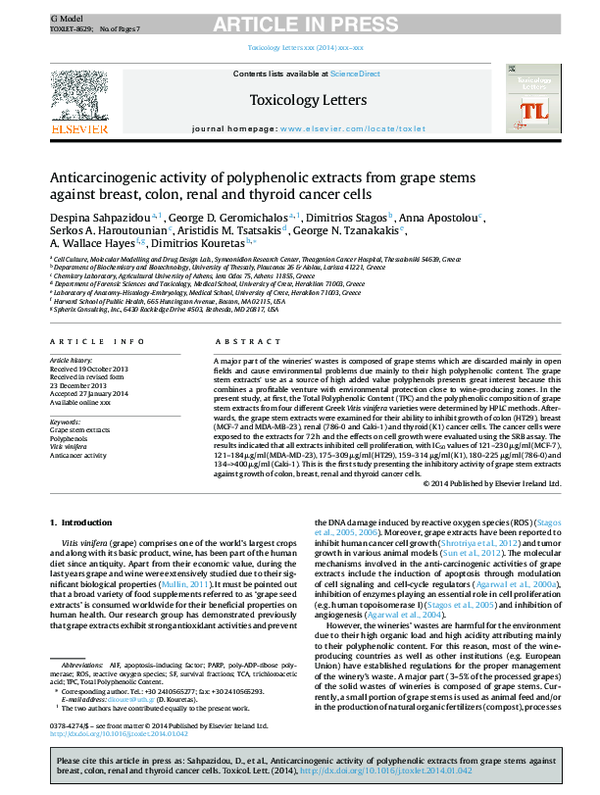 (PDF) Anticarcinogenic activity of polyphenolic extracts from grape ...