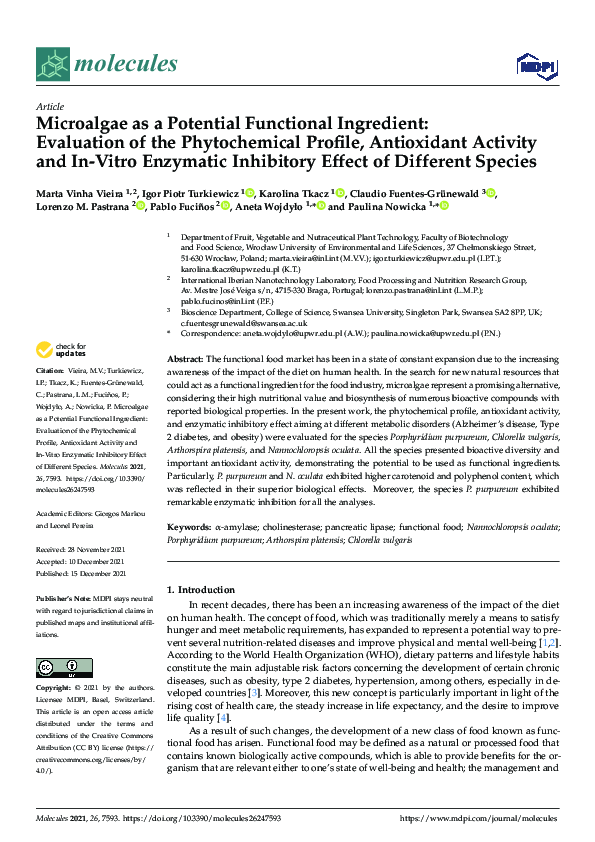 (PDF) Microalgae as a Potential Functional Ingredient: Evaluation of the Phytochemical Profile ...