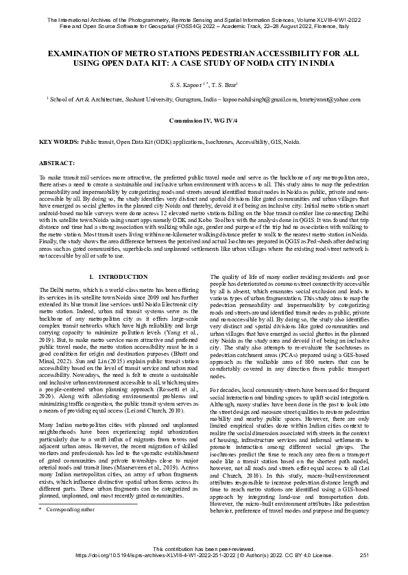 (PDF) EXAMINATION OF METRO STATIONS PEDESTRIAN ACCESSIBILITY FOR ALL USING OPEN DATA KIT: A CASE ...