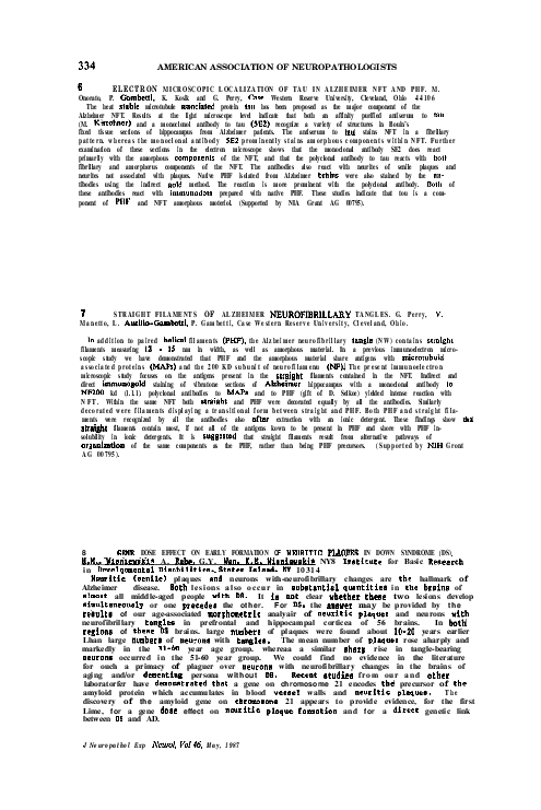(PDF) Electron Microscopic Localization of Tau in Alzheimer NFT and PHF ...