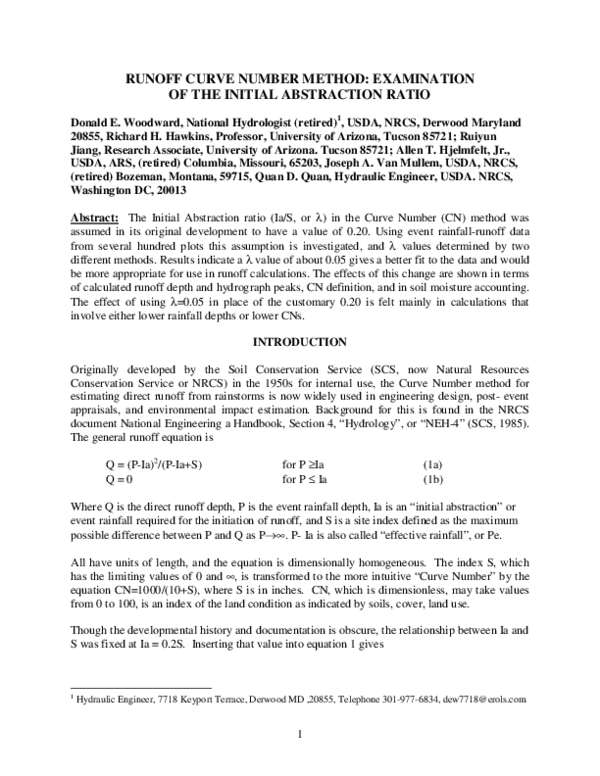 (PDF) Runoff Curve Number Method: Examination of the Initial ...