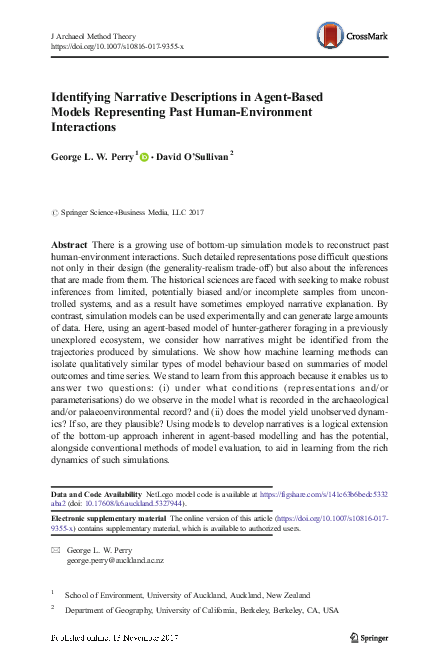 (PDF) Identifying Narrative Descriptions in Agent-Based Models Representing Past Human ...