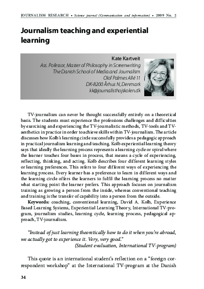 (PDF) Journalism teaching and experiential learning