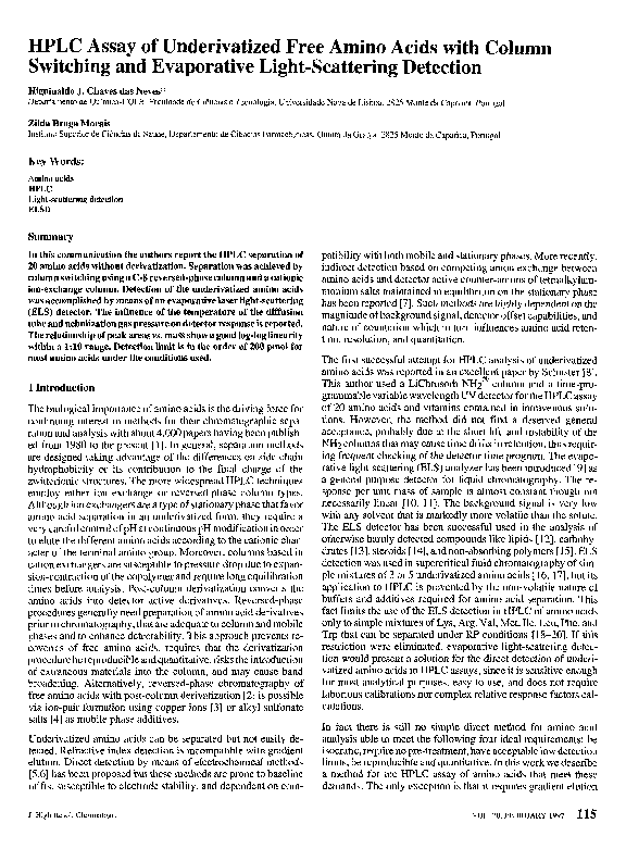 (PDF) HPLC assay of underivatized free amino acids with column switching and evaporative light ...