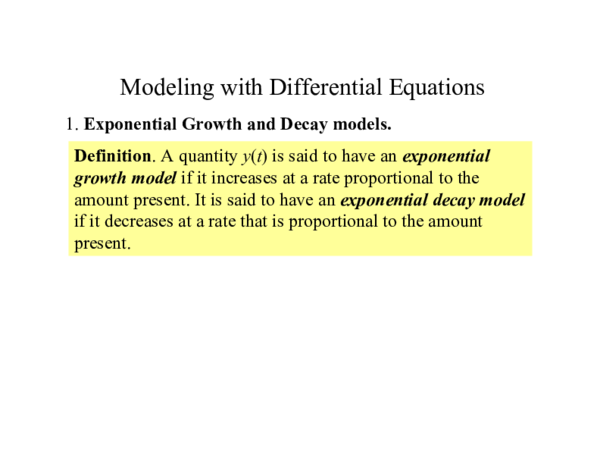 (PDF) Modeling with Differential Equations