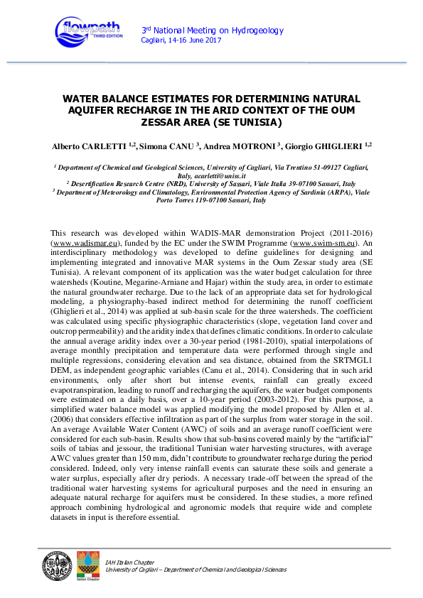 (PDF) Water balance estimates for determining natural aquifer recharge ...