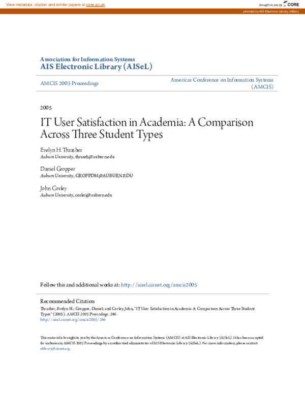 (PDF) IT User Satisfaction in Academia: A Comparison Across Three ...