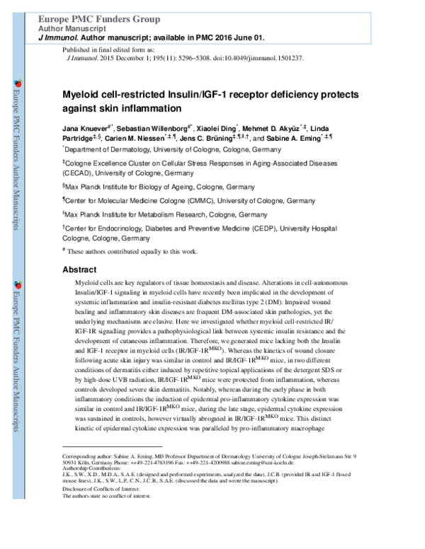 (PDF) Myeloid Cell-Restricted Insulin/IGF-1 Receptor Deficiency ...