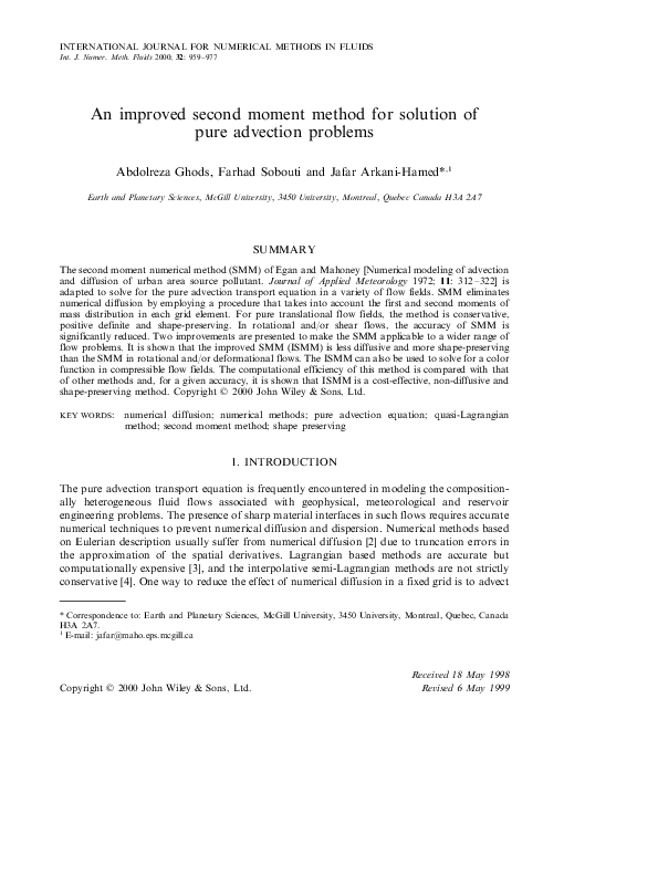 (PDF) An improved second moment method for solution of pure advection ...