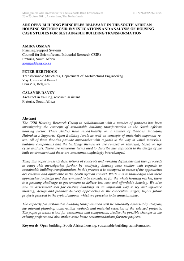 (PDF) Are open building principles relevant in the South African ...