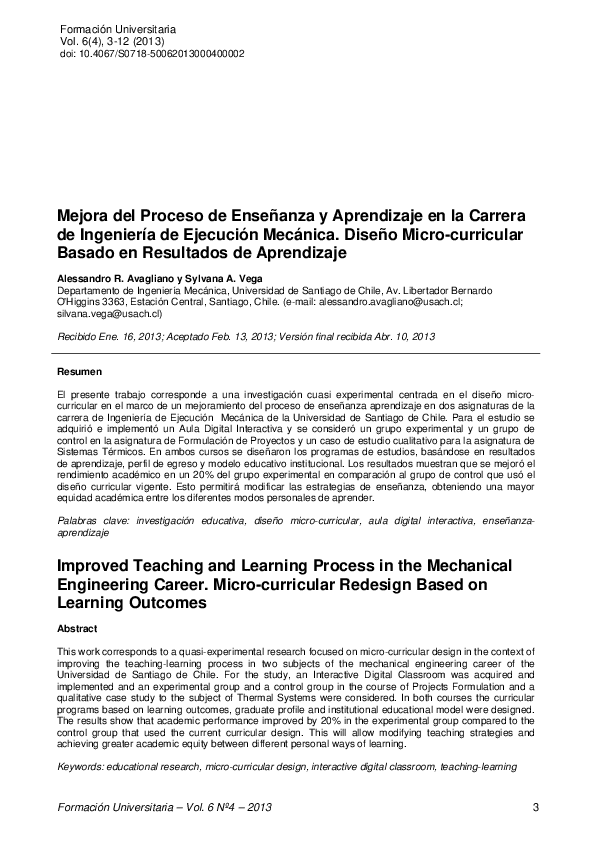 (PDF) Mejora del Proceso de Enseñanza y Aprendizaje en la Carrera de Ingeniería de Ejecución ...