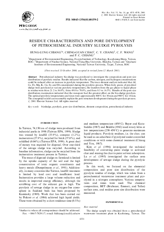 (PDF) Residue Characteristics and Pore Development of Petrochemical ...
