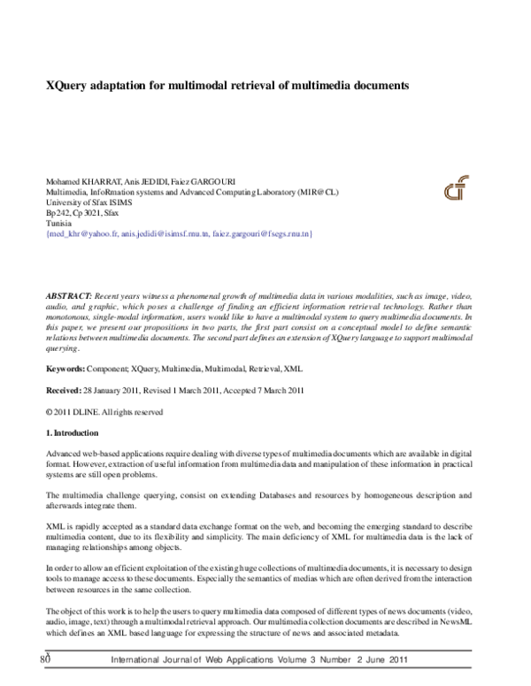 (PDF) A System Proposal for Multimodal Retrieval of Multimedia Documents | Faiez Gargouri ...