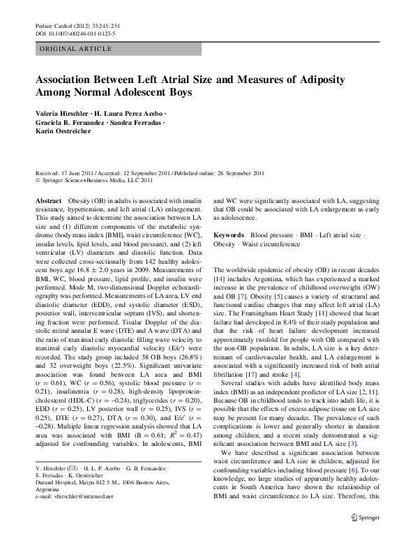 (PDF) Association Between Left Atrial Size and Measures of Adiposity ...