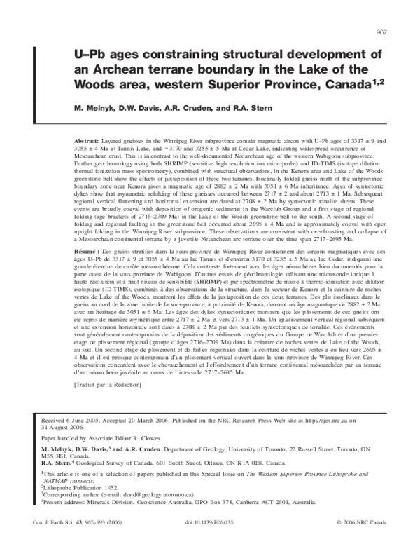 (PDF) U Pb ages constraining structural development of an Archean ...
