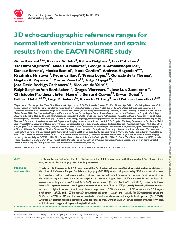 (PDF) 3D echocardiographic reference ranges for normal left ventricular ...