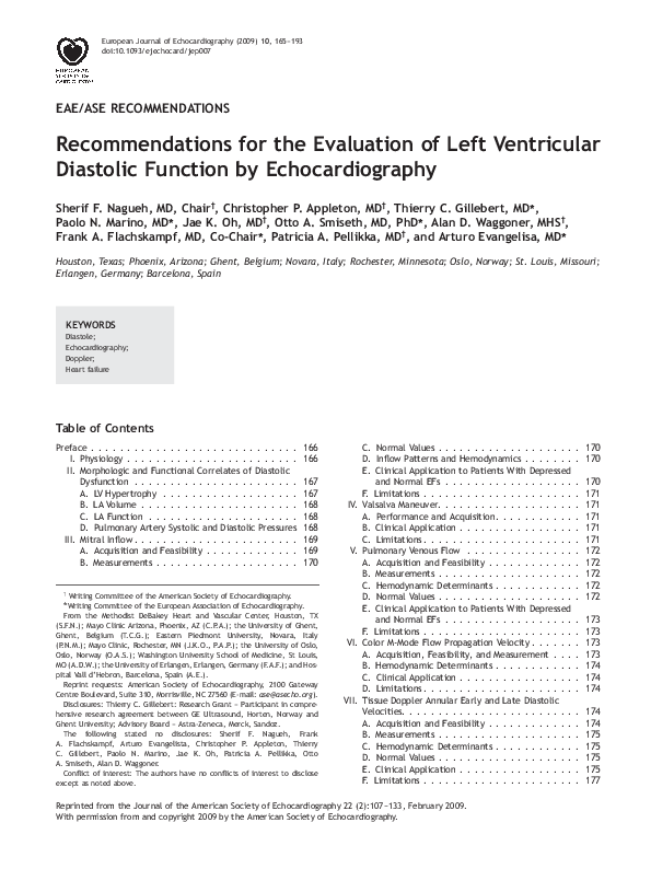 (PDF) Recommendations for the Evaluation of Left Ventricular Diastolic Function by Echocardiography