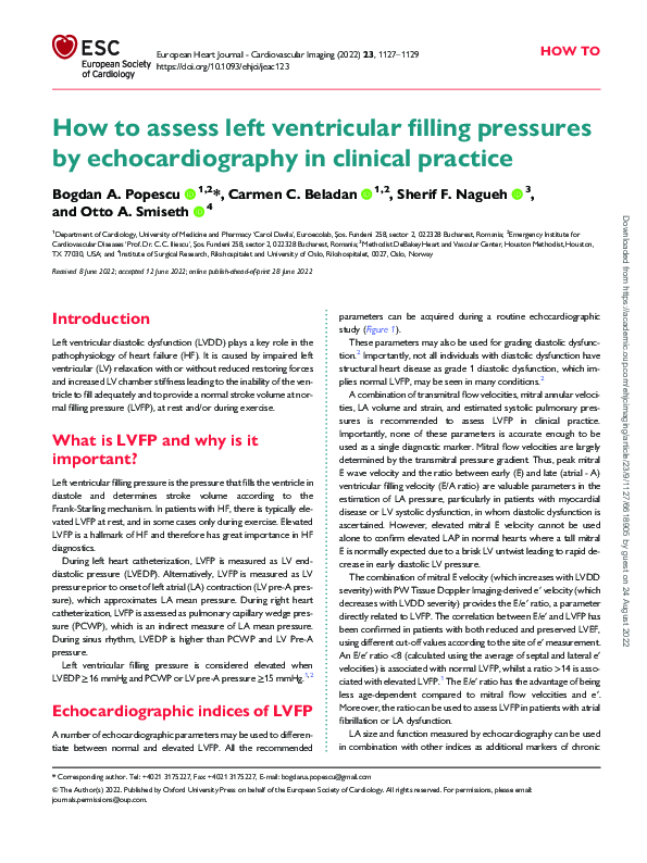 (PDF) How to assess left ventricular filling pressures by ...