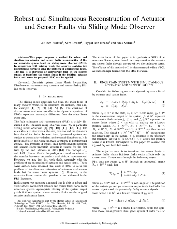 (PDF) Robust and simultaneous reconstruction of actuator and sensor ...