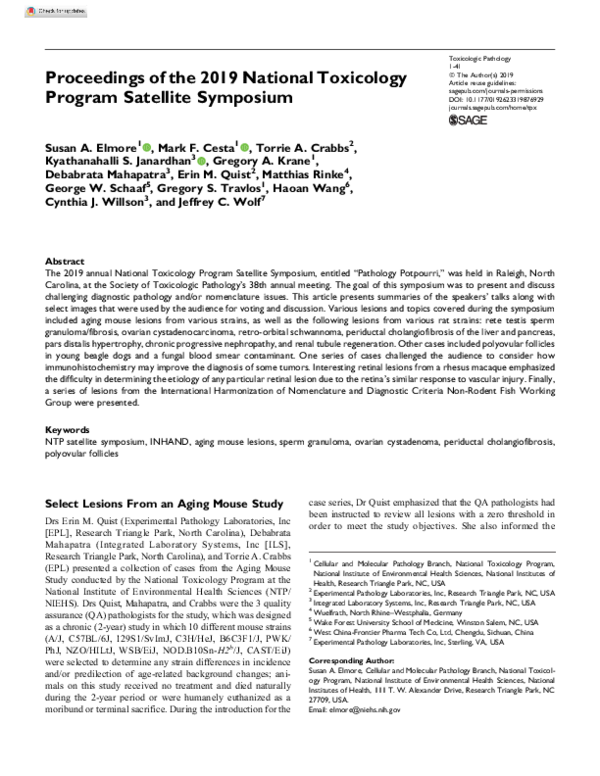 (PDF) Proceedings of the 2019 National Toxicology Program Satellite ...