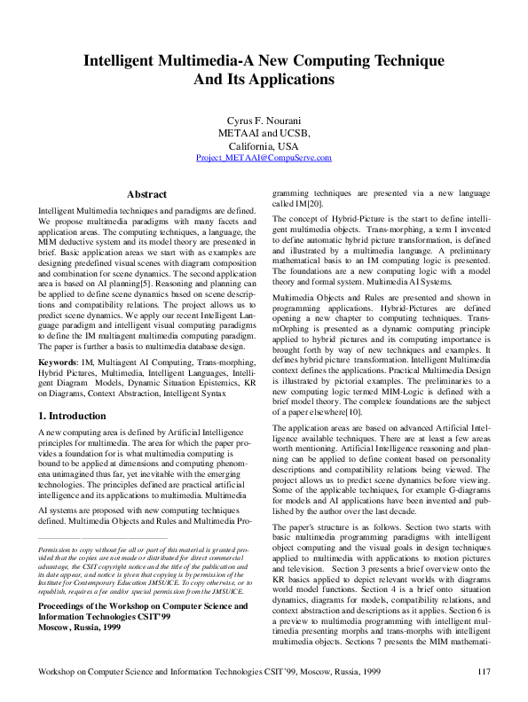 (PDF) Intelligent Multimedia-A New Computing Technique And Its ...