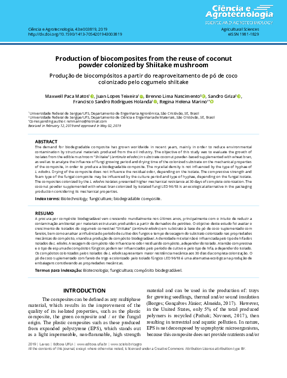 (PDF) Production of biocomposites from the reuse of coconut powder ...