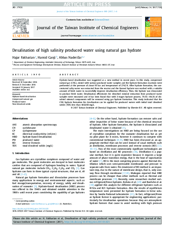 (PDF) Desalination of high salinity produced water using natural gas ...