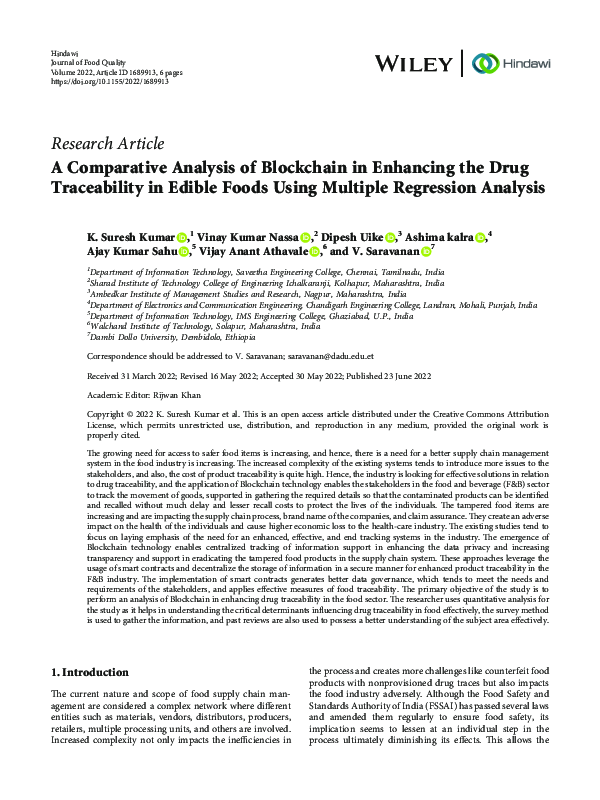 (PDF) A Comparative Analysis of Blockchain in Enhancing the Drug Traceability in Edible Foods ...