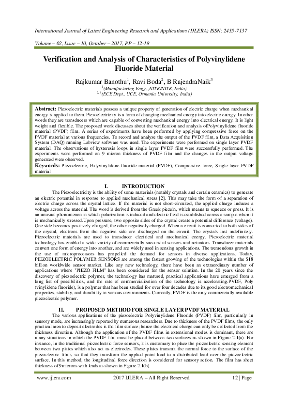 (PDF) Verification and Analysis of Characteristics of Polyvinylidene ...