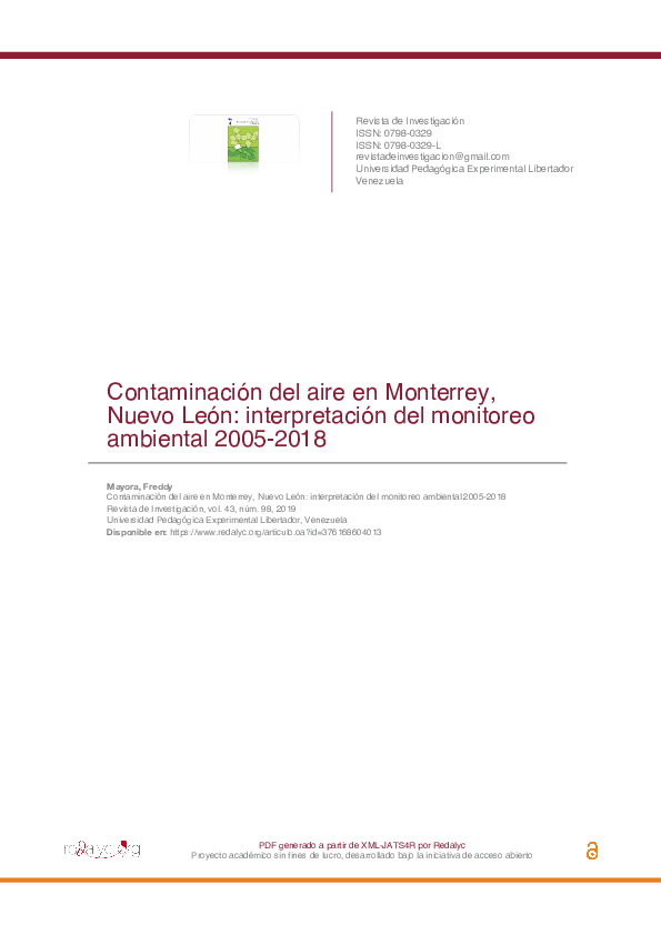 (PDF) Contaminación del aire en Monterrey, Nuevo León: interpretación del monitoreo ambiental ...