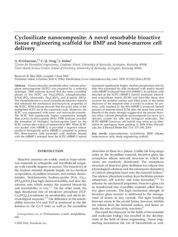 (PDF) Cyclosilicate nanocomposite: A novel resorbable bioactive tissue ...