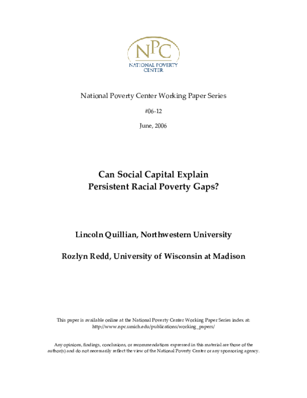 (PDF) Can social capital explain persistent racial poverty gaps