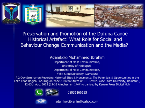 (PPT) Preservation and Promotion of the Dufuna Canoe Historical ...