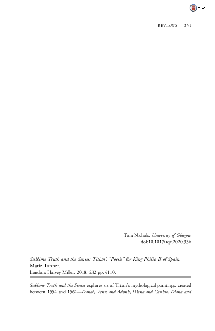 (PDF) April 2021 Renaissance Quarterly review of "Sublime Truth and the ...