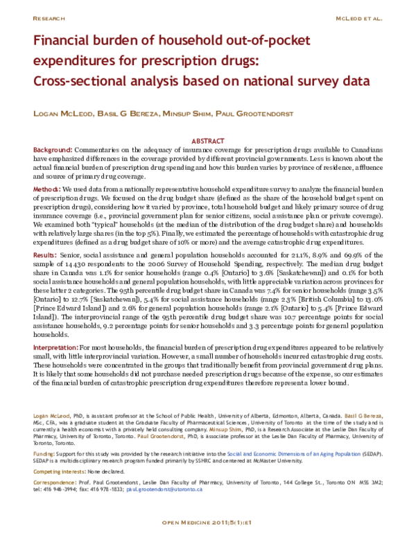 (PDF) Financial burden of household out-of-pocket expenditures for ...