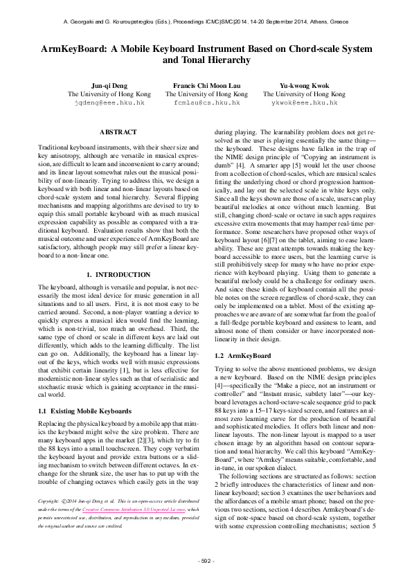 (PDF) Armkeyboard: A Mobile Keyboard Instrument Based On Chord-Scale ...