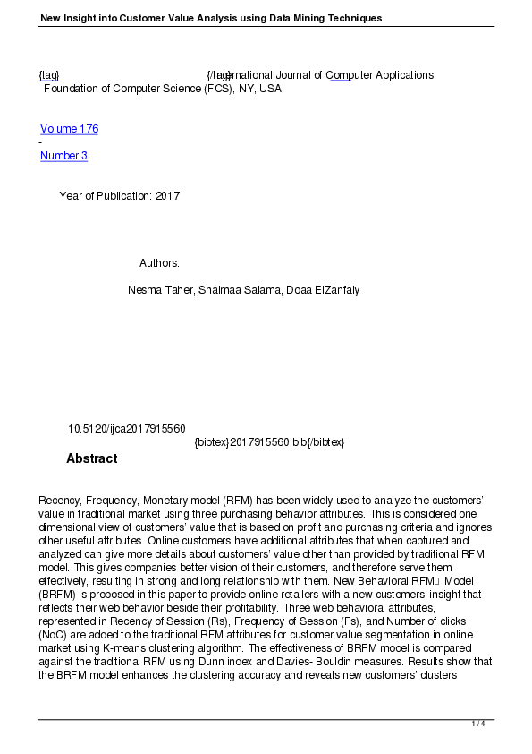 (PDF) New Insight into Customer Value Analysis using Data Mining Techniques