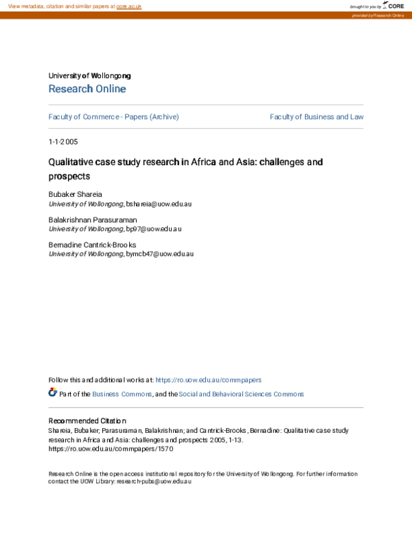 (PDF) Qualitative case study research in Africa and Asia: challenges and prospects