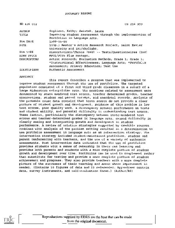 (PDF) Improving Student Assessment through the Implementation of ...