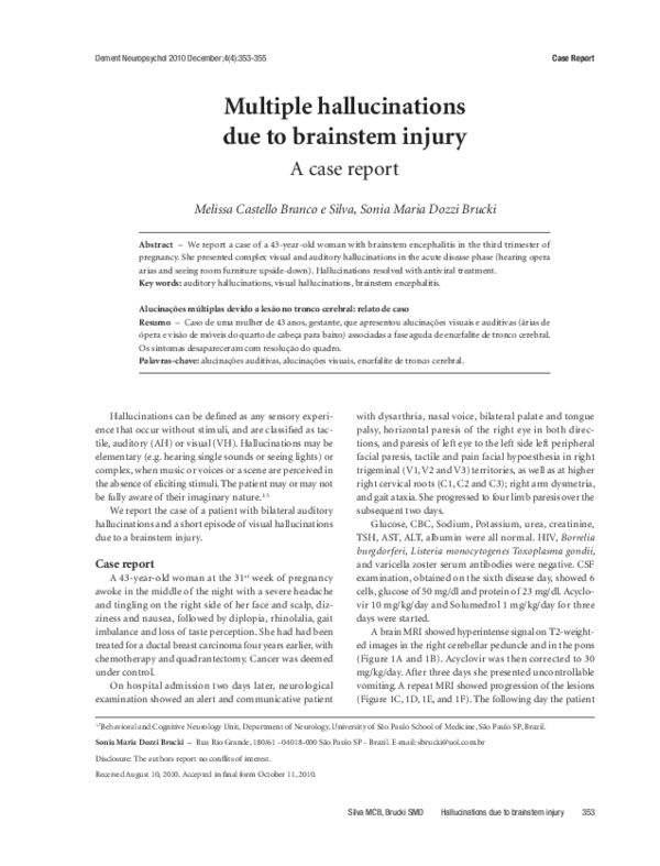 (PDF) Multiple hallucinations due to brainstem injury: A case report